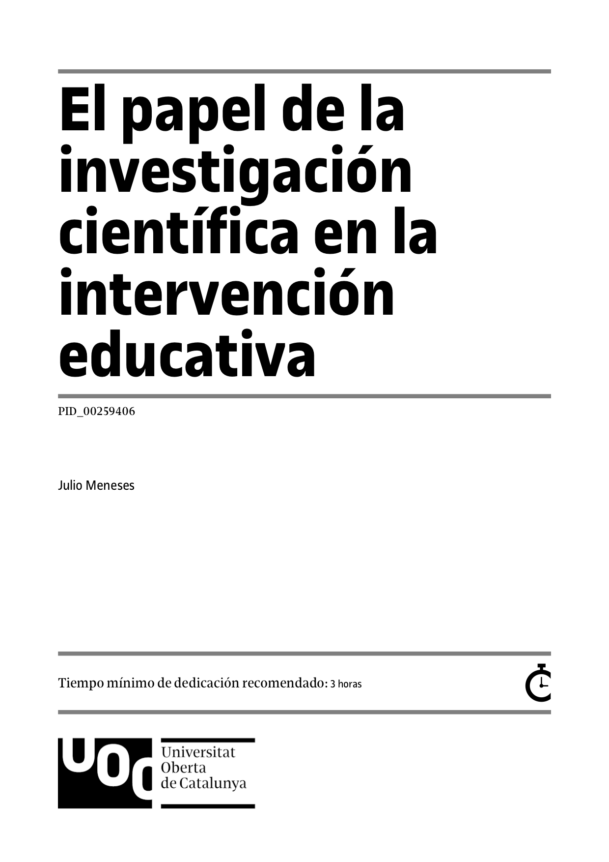El papel de la investigación científica en la intervención educativa ...